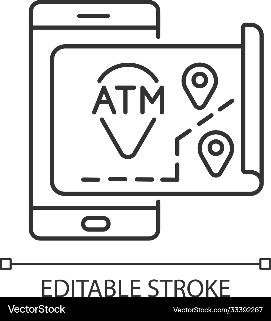 Atms Karte lineare Symbol Lizenzfreies Vektorbild