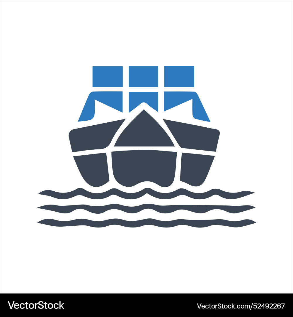 Cargo ship icon containers global trade Royalty Free Vector