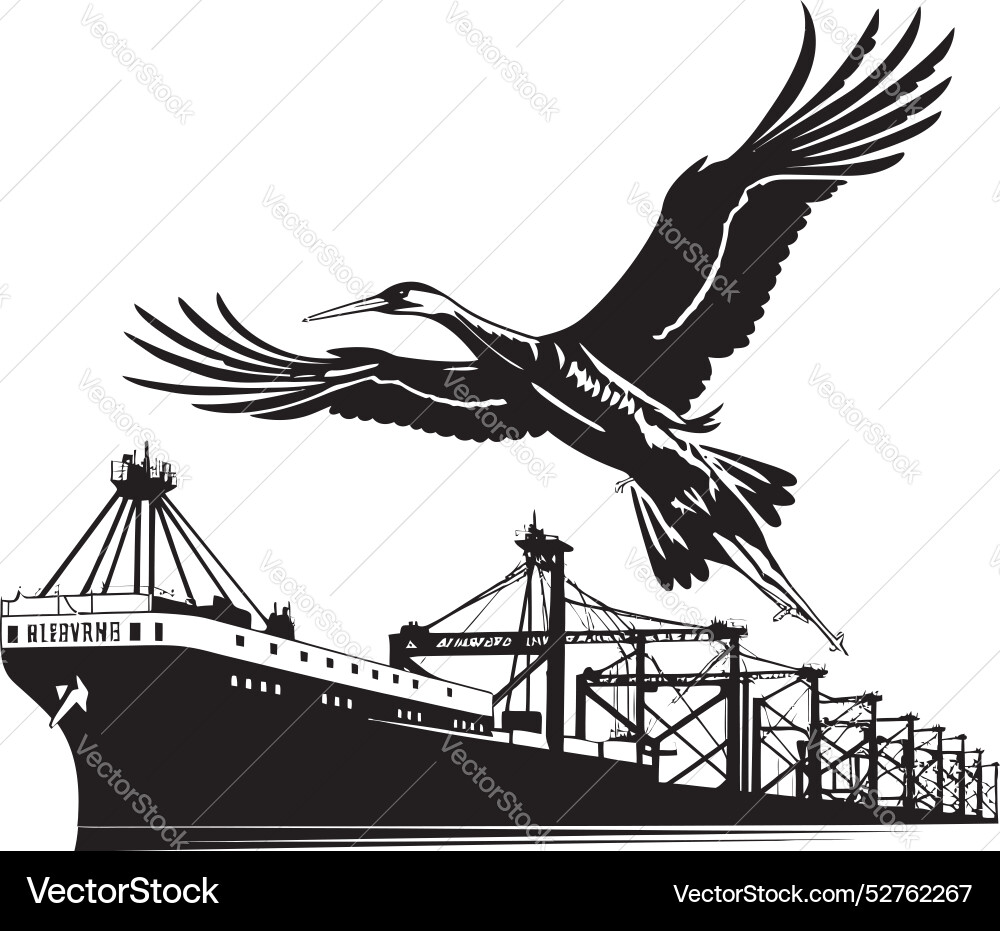 Dockside discoveries crane loading to cargo ship Vector Image