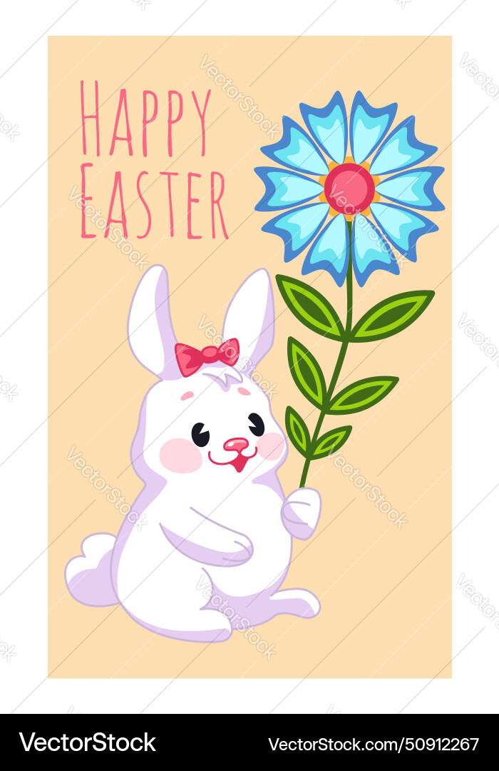 Easter poster with bunny Royalty Free Vector Image