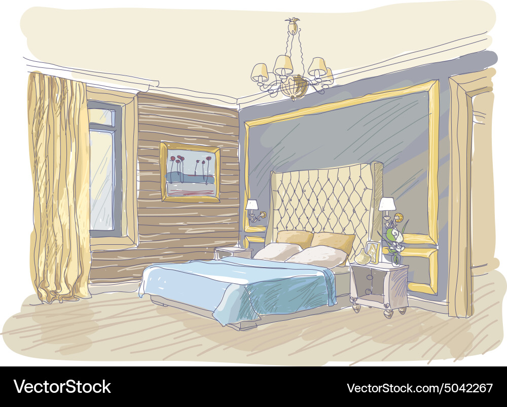 Luxury bedroom interior Royalty Free Vector Image
