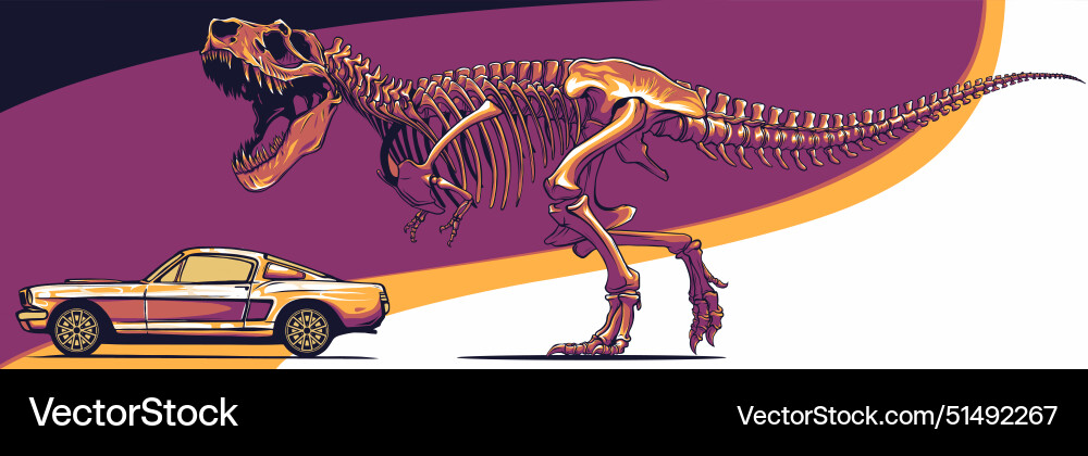 Skeleton dinosaur chase Royalty Free Vector Image