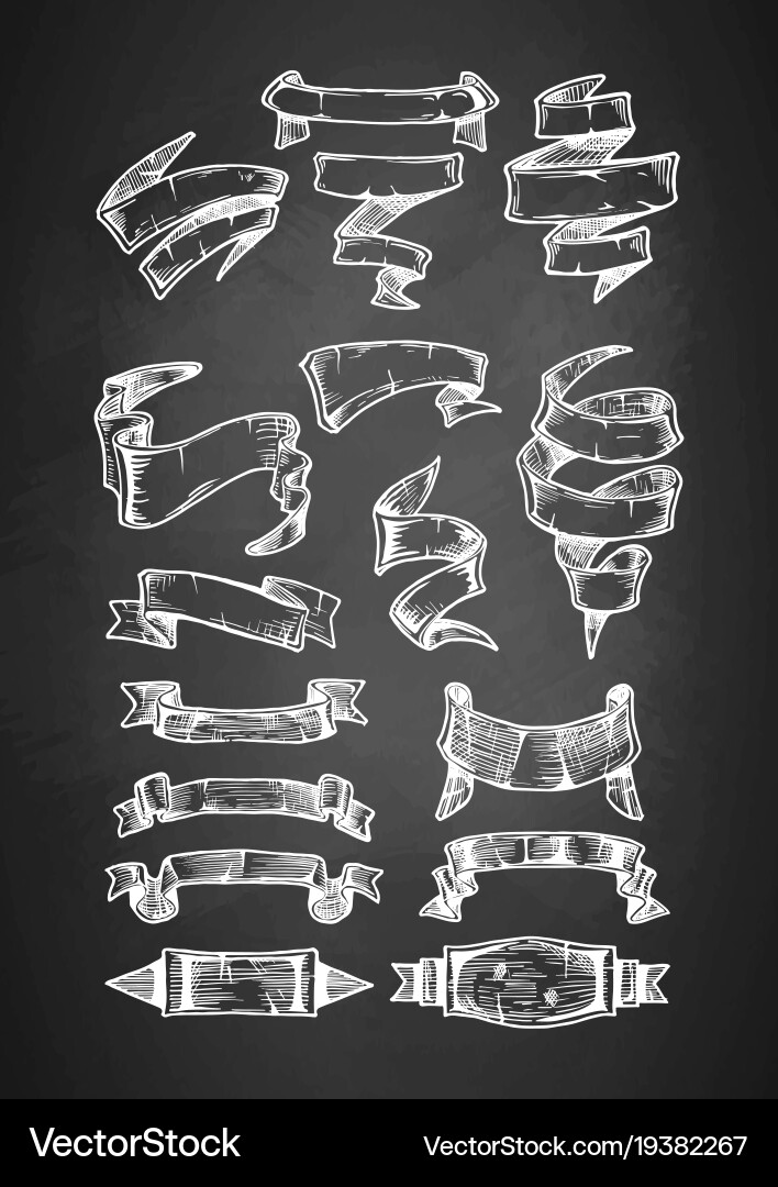 Vintage Chalk Ribbons on Blackboard Royalty Free Vector