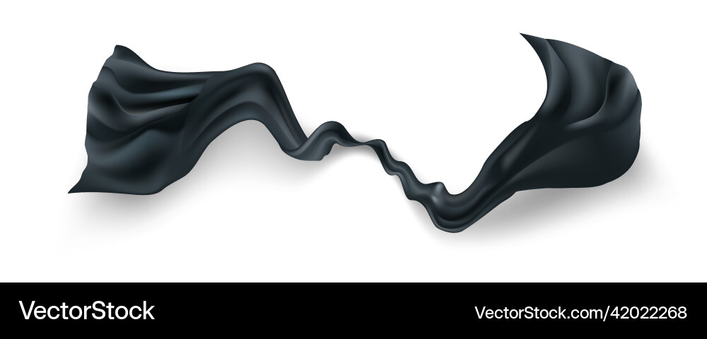 Black silk fabric flying on white banner template Vector Image