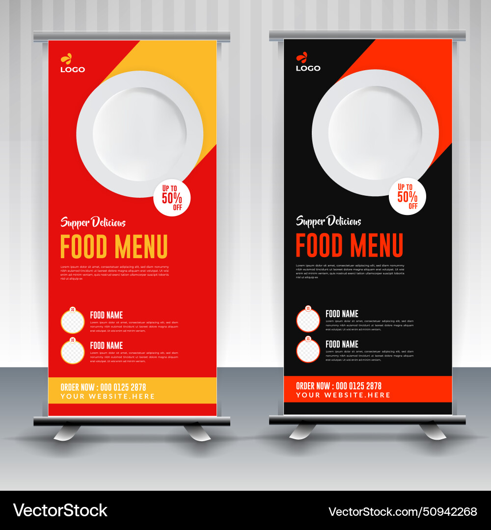 Food menu and restaurant modern rollup Royalty Free Vector