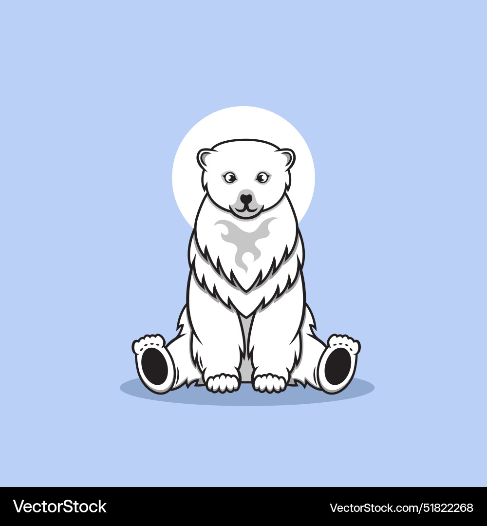 Polar bear clipart flat Royalty Free Vector Image