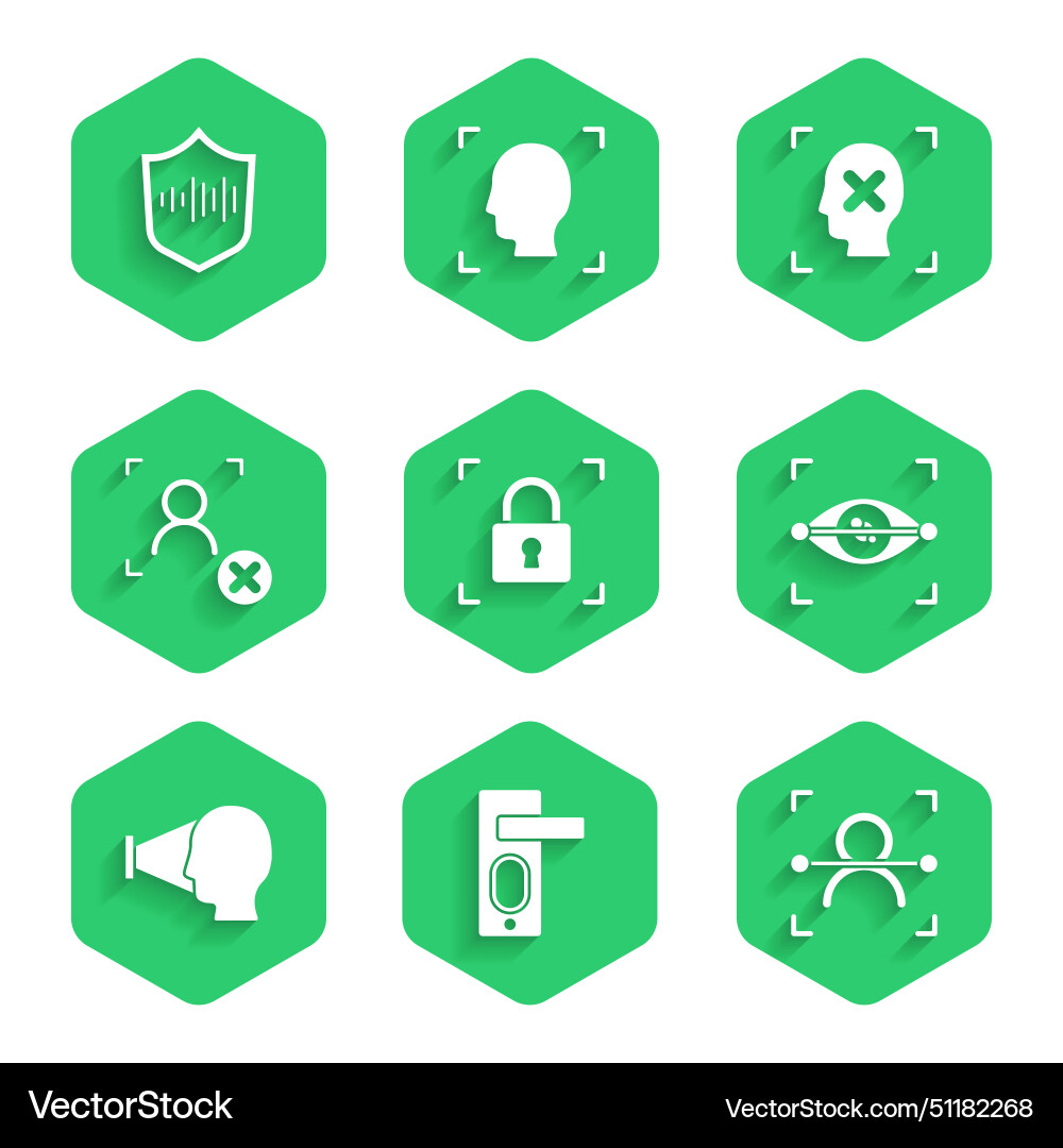 Set fingerprint with lock door face recognition Vector Image