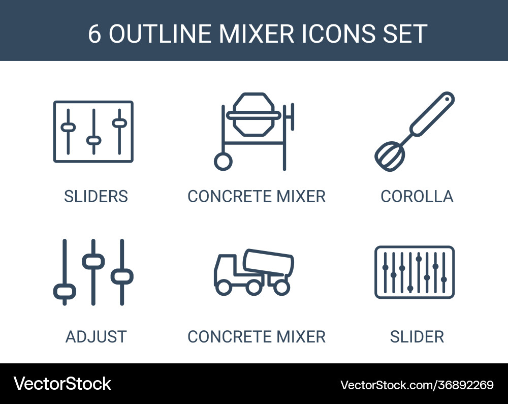 6 mixer icons Royalty Free Vector Image - VectorStock