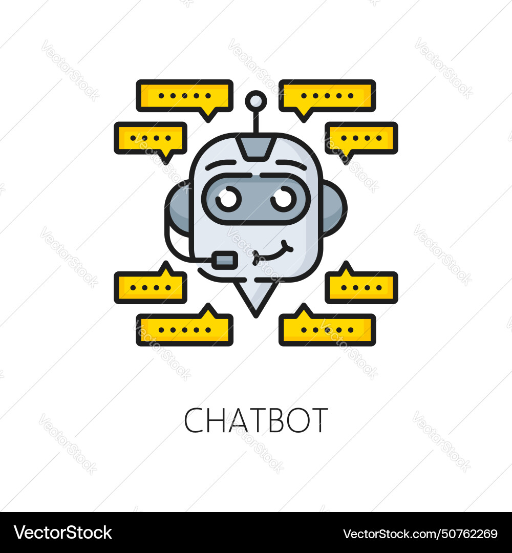 Artificial intelligence chatbot line color icon Vector Image
