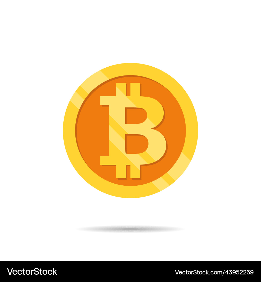 Bitcoin gold coin with symbol on white Royalty Free Vector