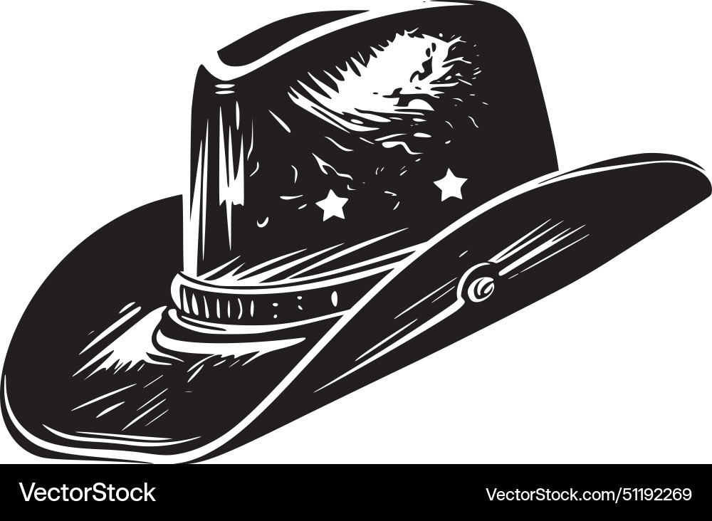 Cowboy hat - black and white Royalty Free Vector Image