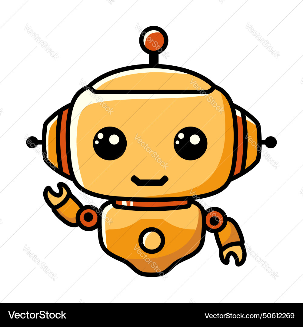 Cute kawaii robot character friendly chat bot Vector Image Cute kawaii robot character friendly chat bot Vector Image
