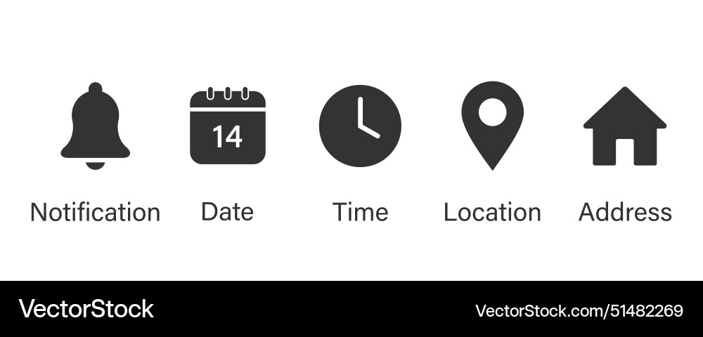 Date time address place bell location Royalty Free Vector