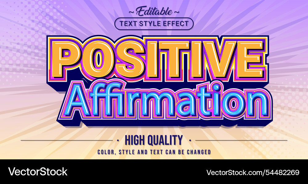 Editable text style effect - positive affirmation Vector Image