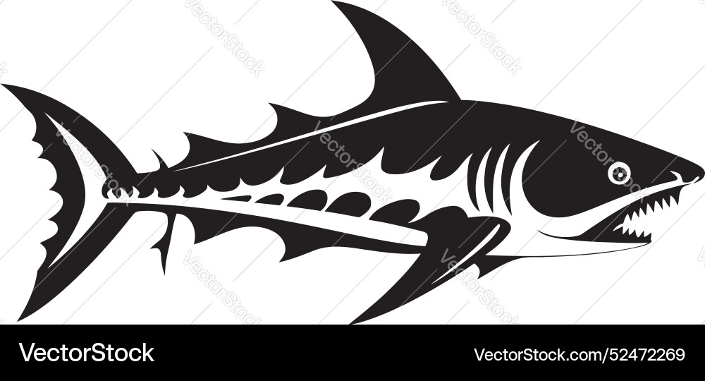 Fierce fin iconic black shark emblem ocean Vector Image