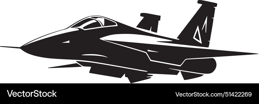 Fighter jet - black and white isolated icon Vector Image