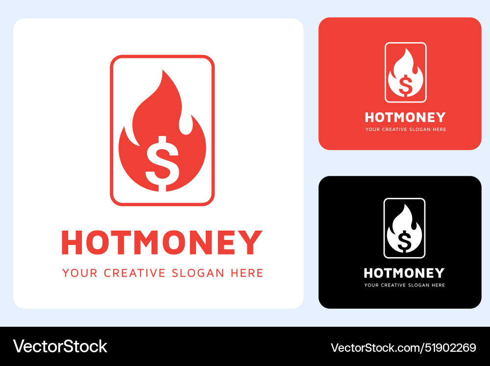 Fire hot money logo design template Royalty Free Vector