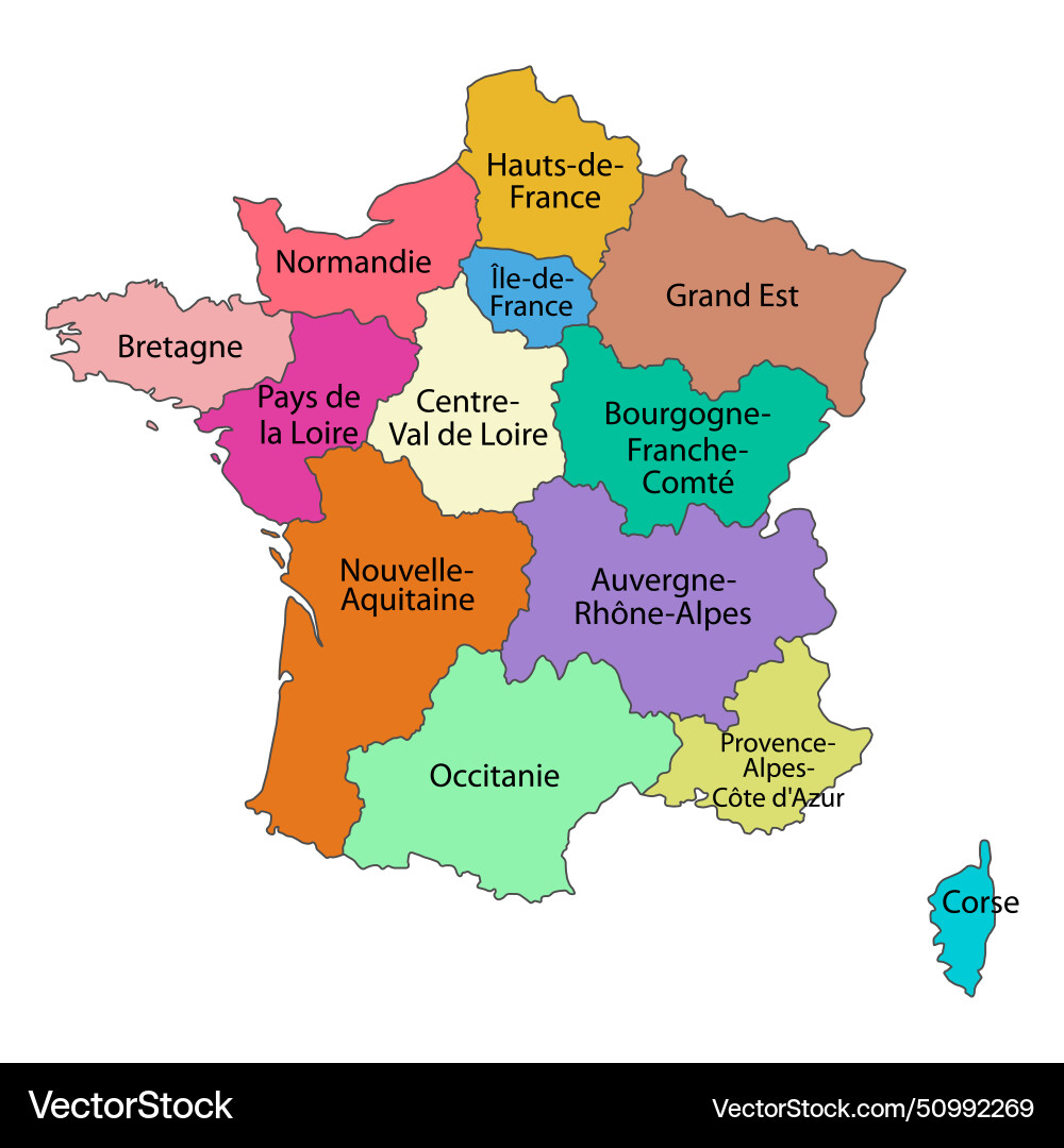 France regions map symbol shape travel web flat Vector Image