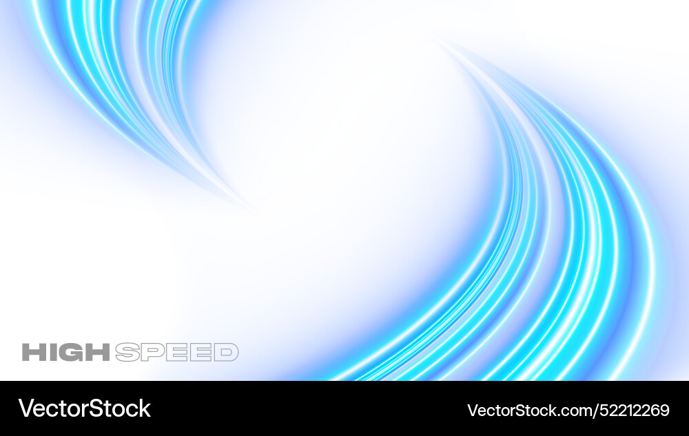 High speed light blue curved lines futuristic Vector Image