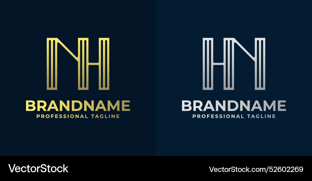 Letters nh and hn stripes logo suitable for any Vector Image