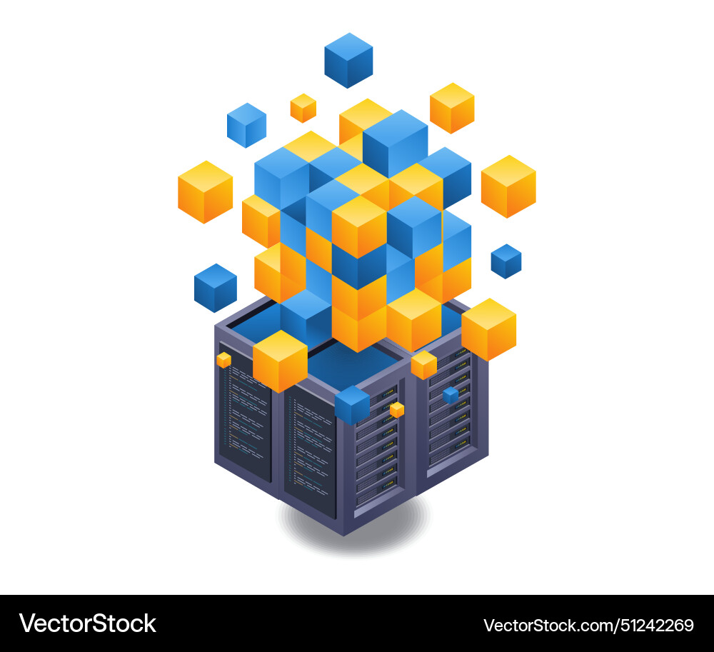 Management blockchain server technology isometric Vector Image