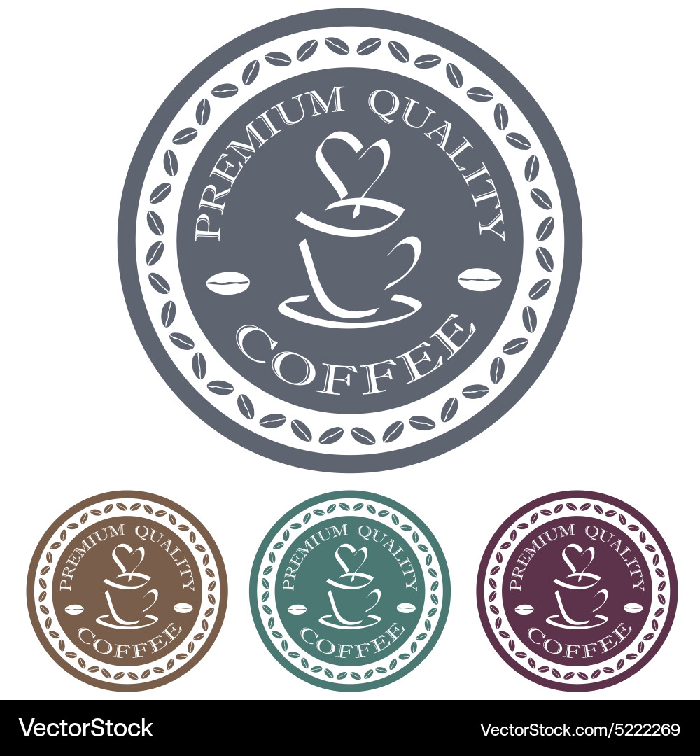 Premium quality coffee label stamp design element Vector Image