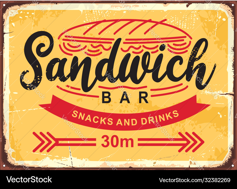 Sandwich bar poster design in retro style Vector Image