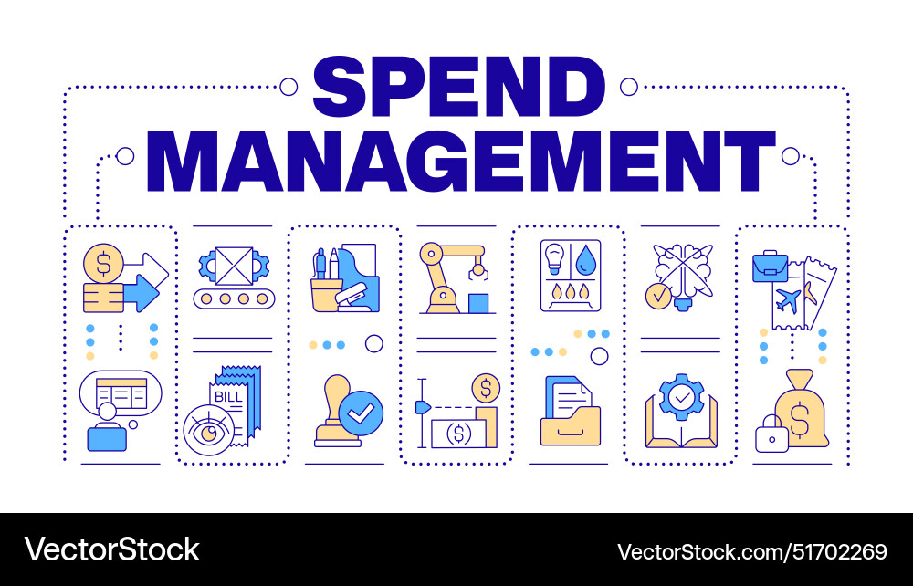 Spend management yellow word concept Royalty Free Vector