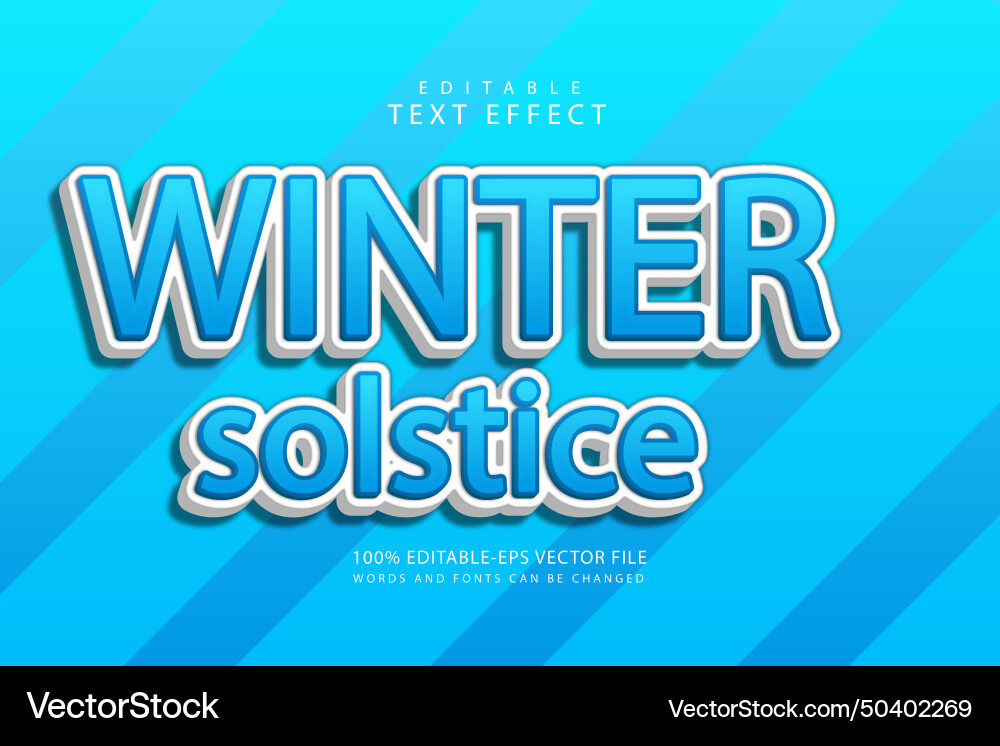 Winter solstice editable text effect 3 dimension Vector Image