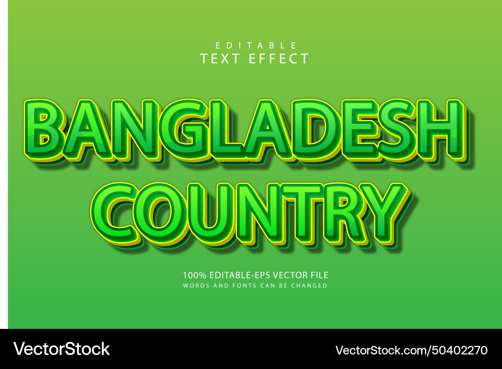 Bangladesh country editable text effect 3 Vector Image