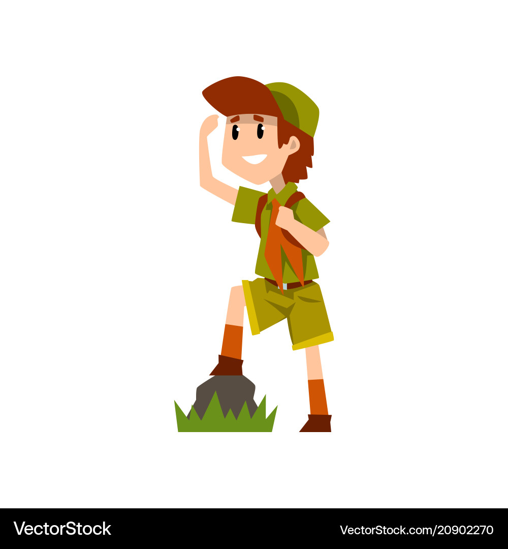 Boy Scout Character Observing Outdoors Royalty Free Vector