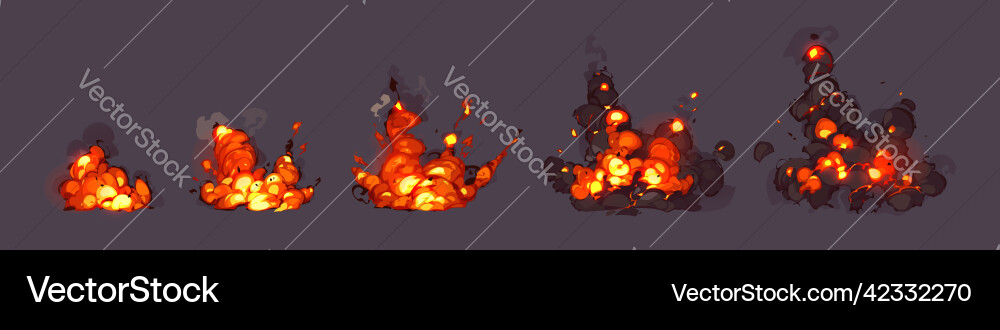 Cartoon Dynamit oder Bombe Explosion Feuerboom Set