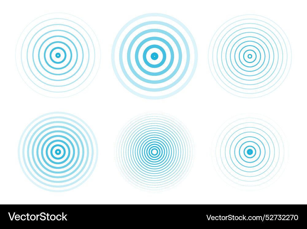 Concentric ripple circles set seismic earthquake Vector Image