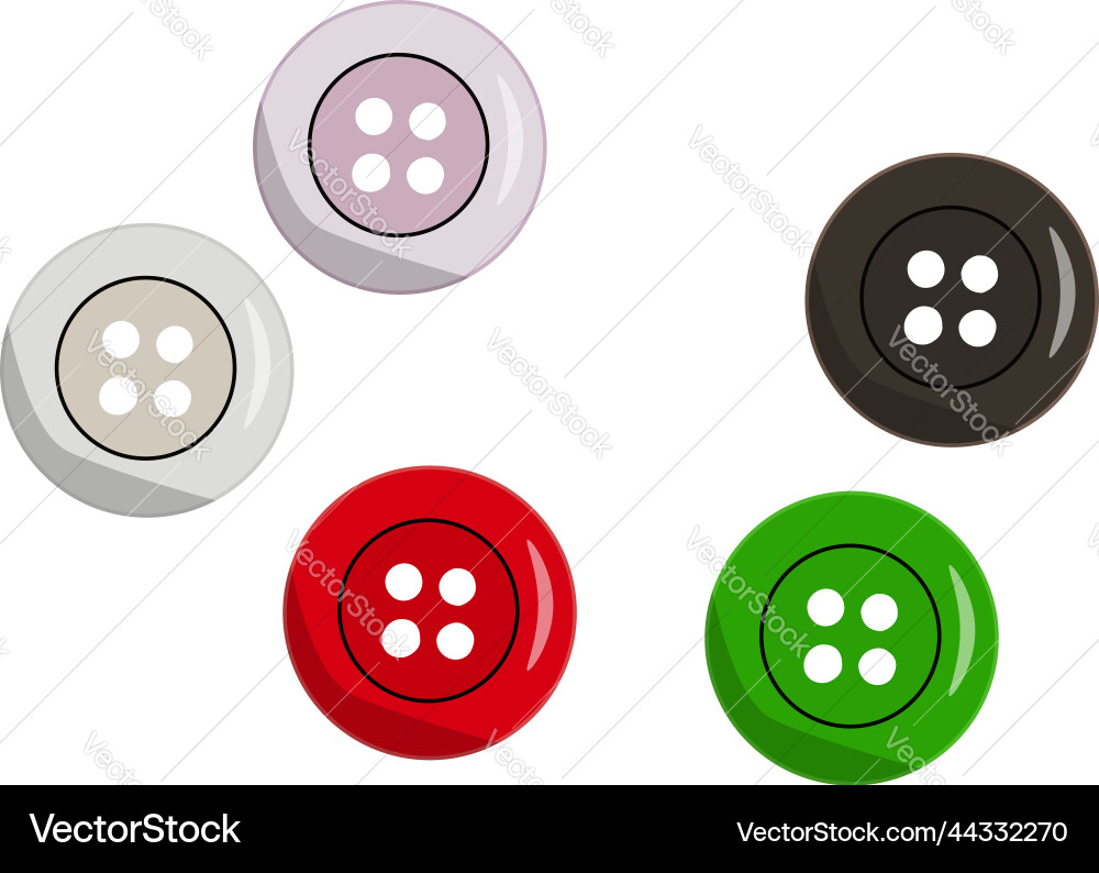 Plastic clothing buttons on a white background Vector Image
