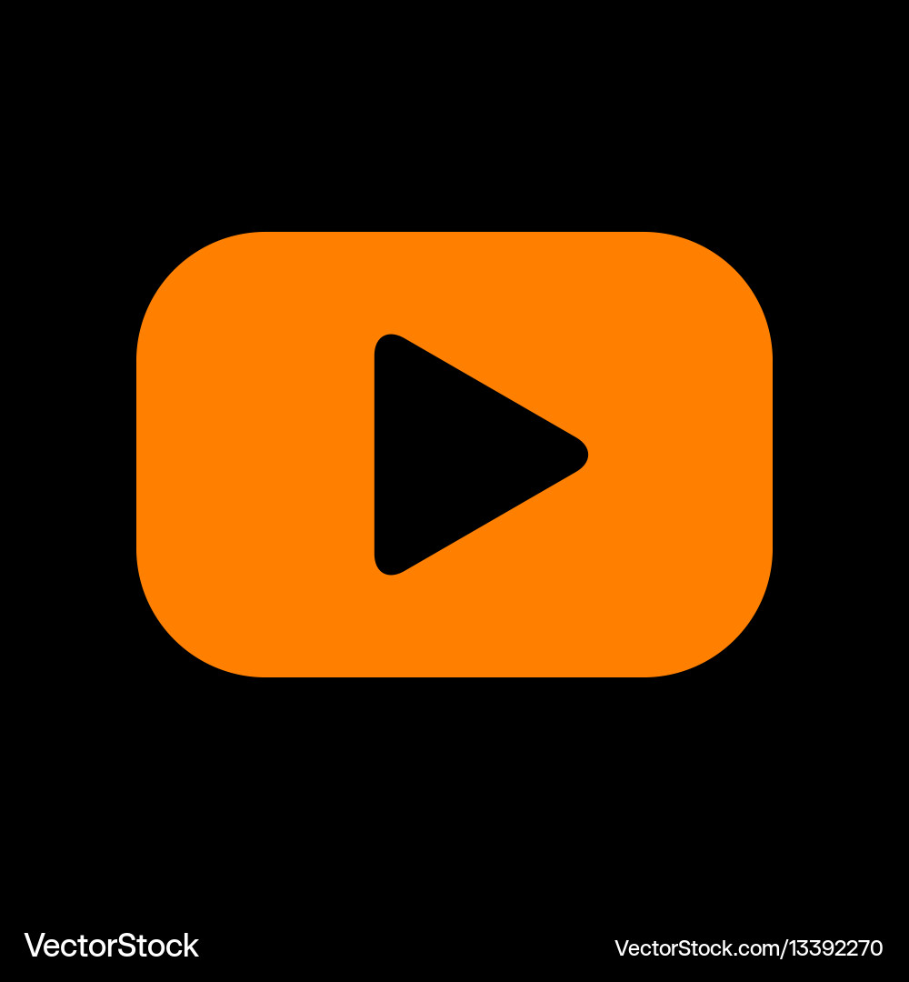 Play button sign orange icon on black background Vector Image