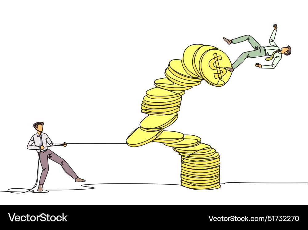 Single continuous line drawing businessman pull Vector Image