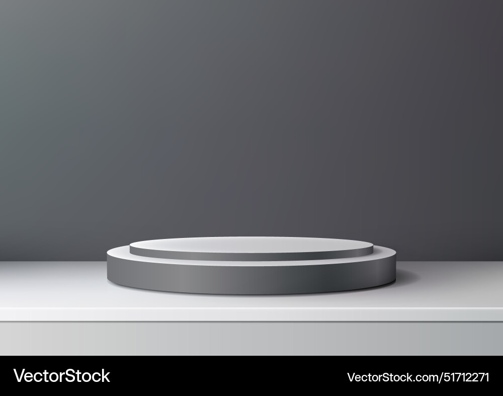 3d white and gray podium on shelf with wall Vector Image