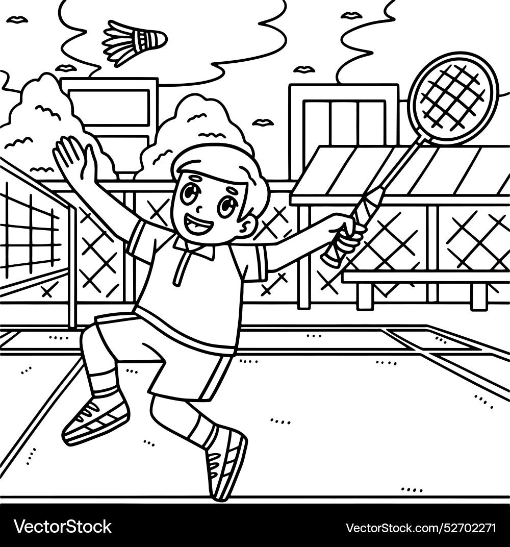 Badminton player receive shuttlecock coloring page