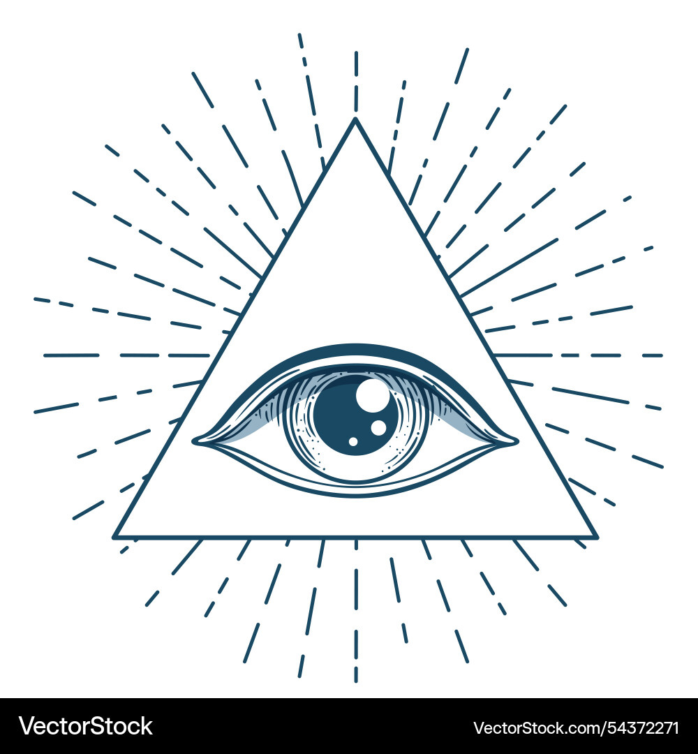 Blackwork tattoo flash eye of providence masonic Vector Image