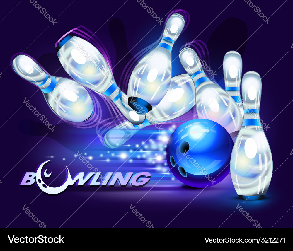 Bowling Game - Pins Falling Royalty Free Vector Image