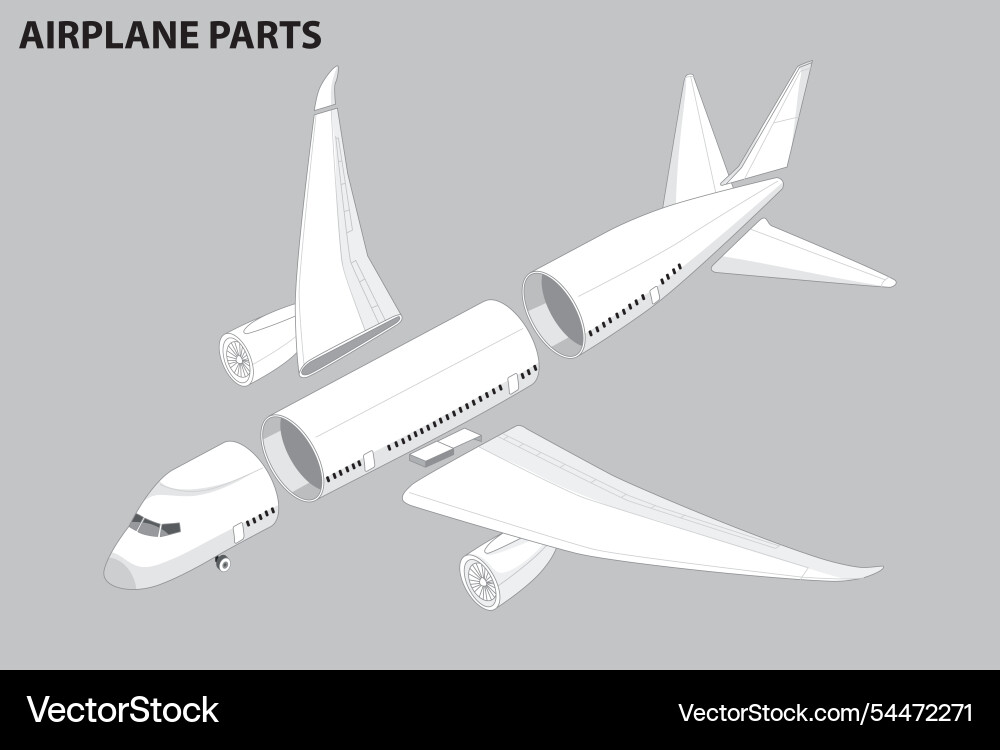 Disassembled airplane components Royalty Free Vector Image