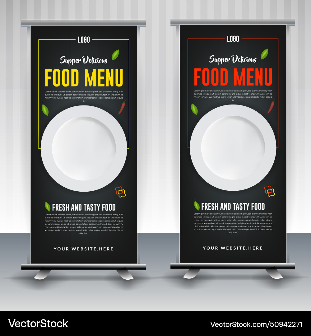 Food menu and restaurant modern rollup Royalty Free Vector