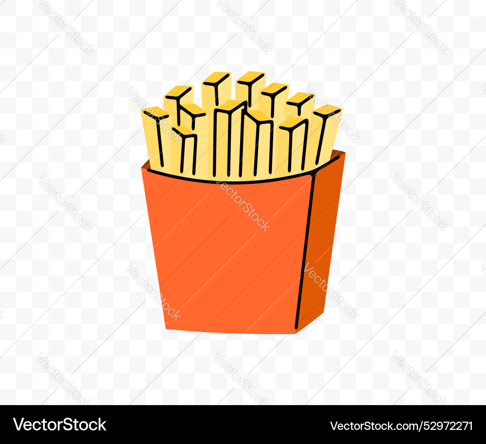 French fried in box chips and potato Royalty Free Vector