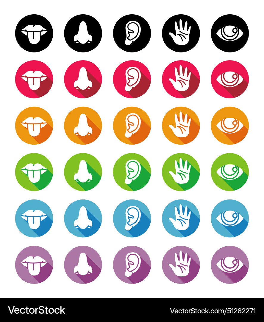 Human sense icon set five senses collection Vector Image