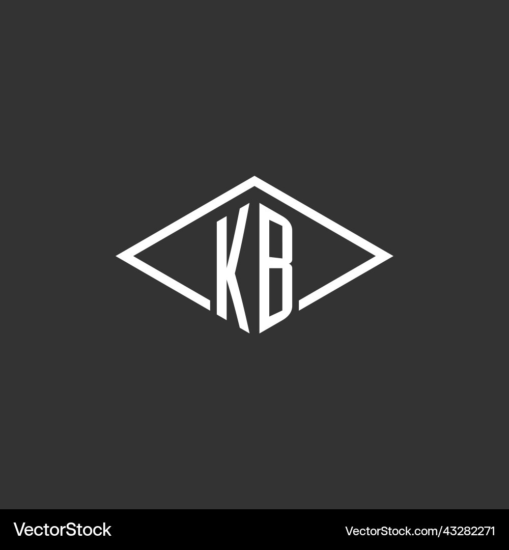 Initials kb logo monogram with simple diamond Vector Image