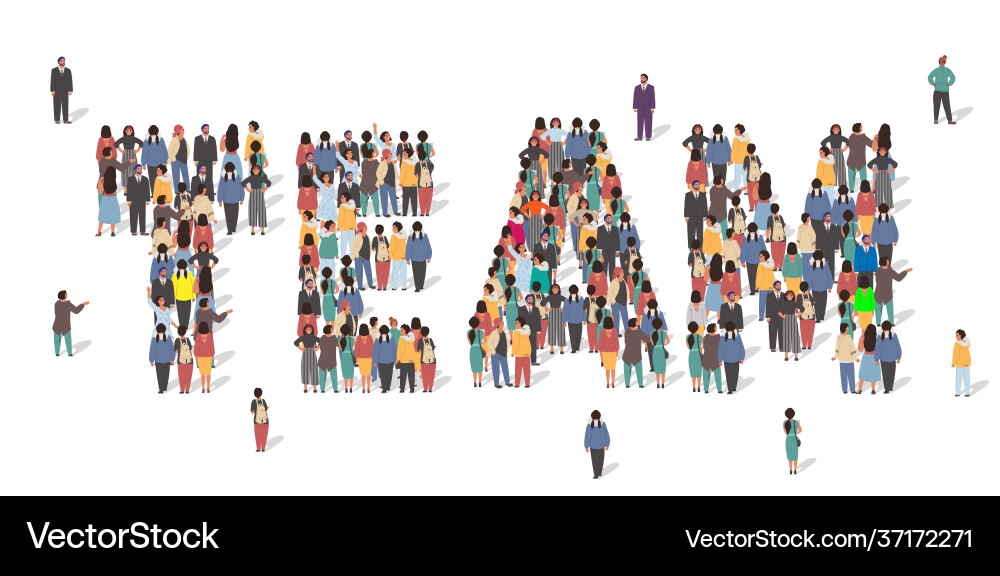 Large group people standing together forming Vector Image