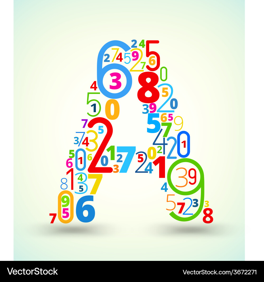 Letter a colored font from numbers Royalty Free Vector Image