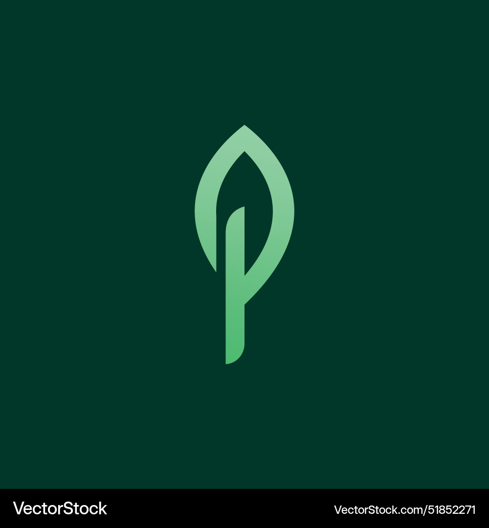 Letter p leaf logo design icon nature Royalty Free Vector