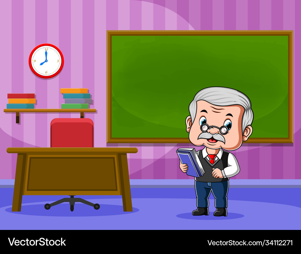 Teacher holding book and teaching Royalty Free Vector Image