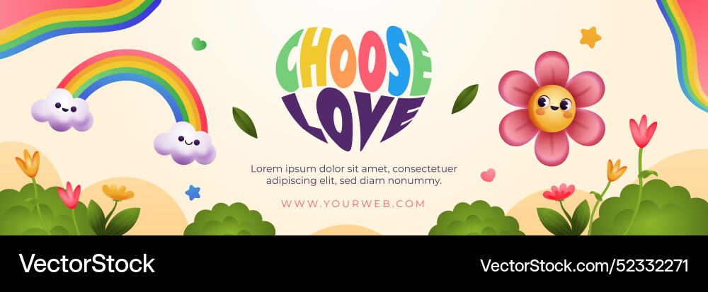 Twitter header template for pride month Royalty Free Vector